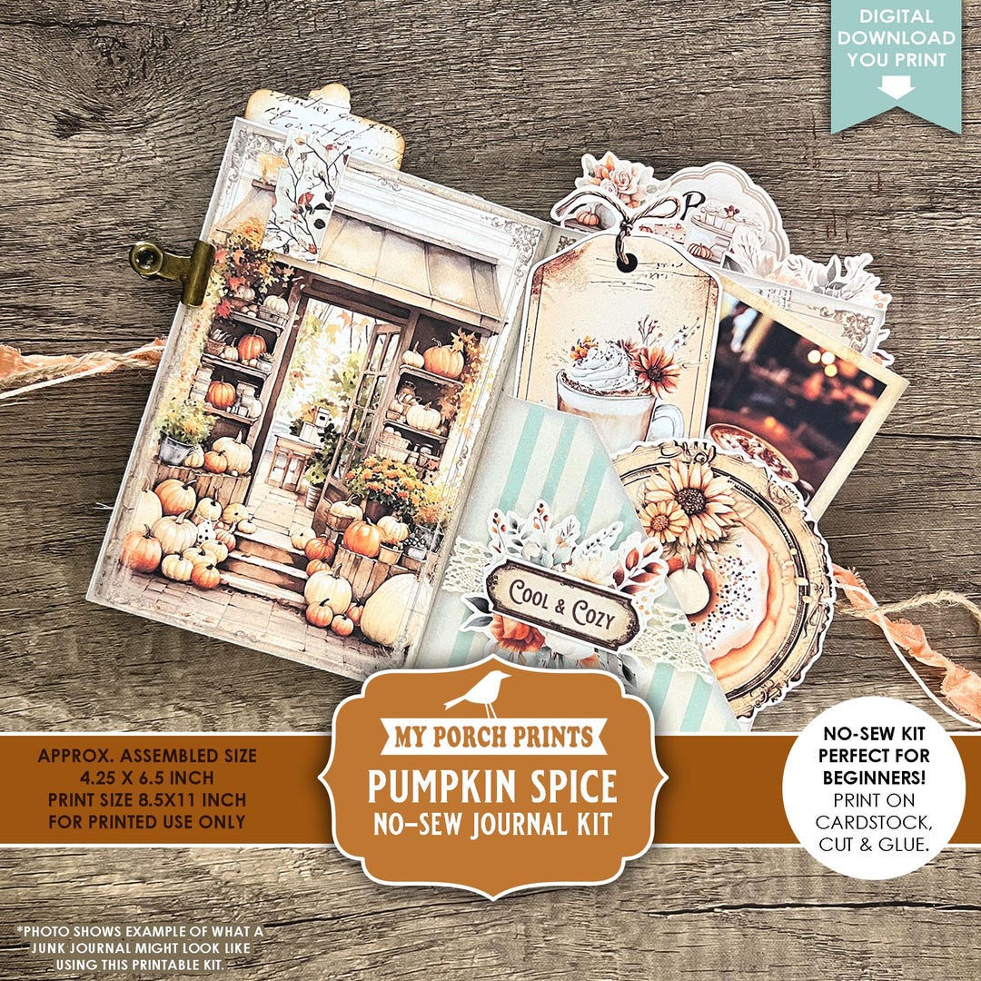 Pumpkin Spice No-sew Junk Journal Kit, Gift Idea, Beginner, Easy ...