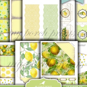 Lemons Junk Journal Kit, Yellow, Recipe Book, Fruit, Summer, Green ...