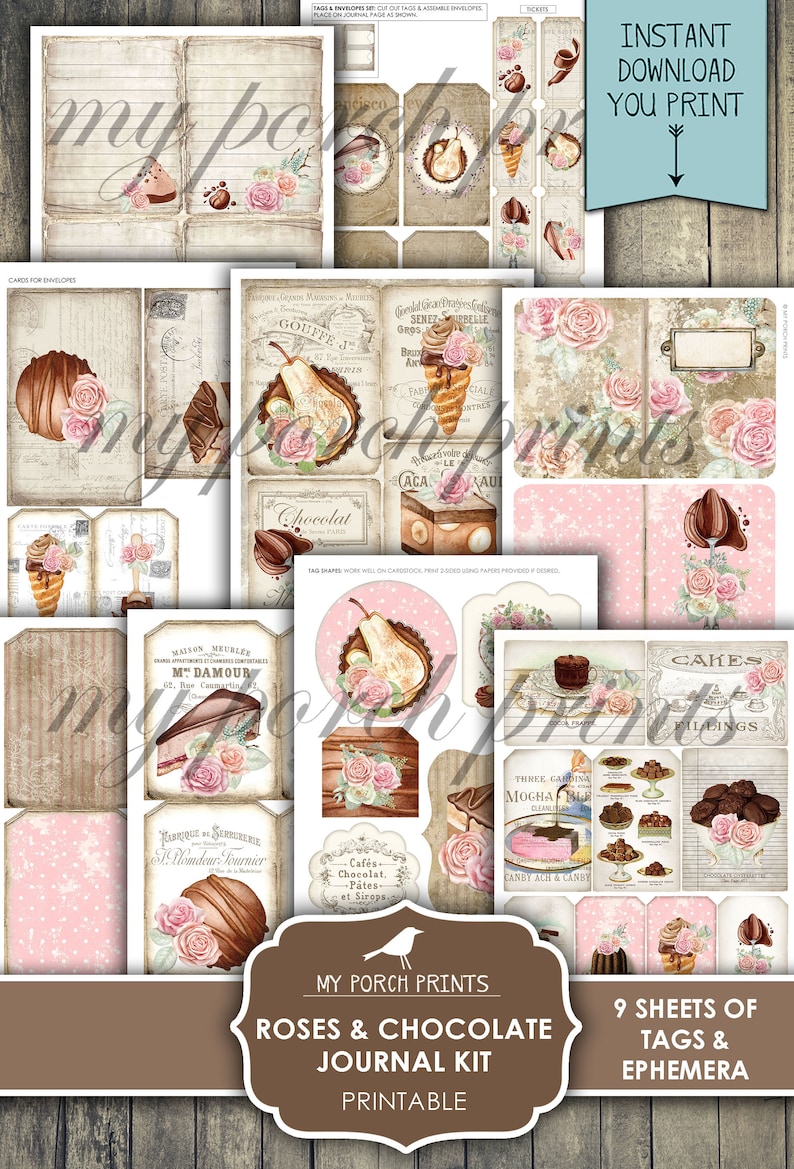 Junk Journal Kit Chocolate Roses Valentines Day Pink - Etsy