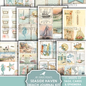 Junk Journal, Kit, Seaside, Haven, Beach, Vacation, Hawaii, Coast, Blue ...