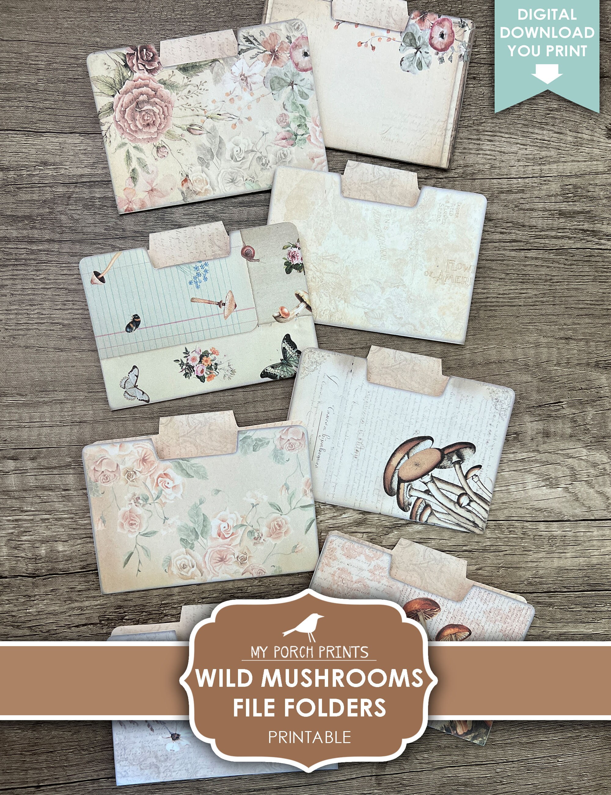 Junk Journal File Folders Wild Mushrooms Vintage Peach - Etsy