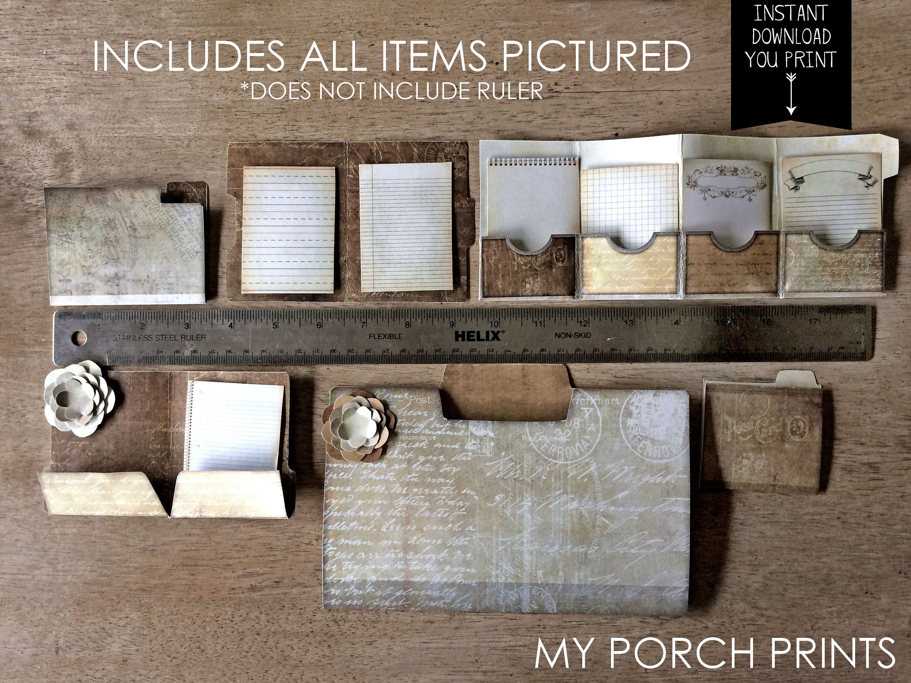 Mini File Folders Scrapbook Kit Junk Journal Kit Notecards - Etsy