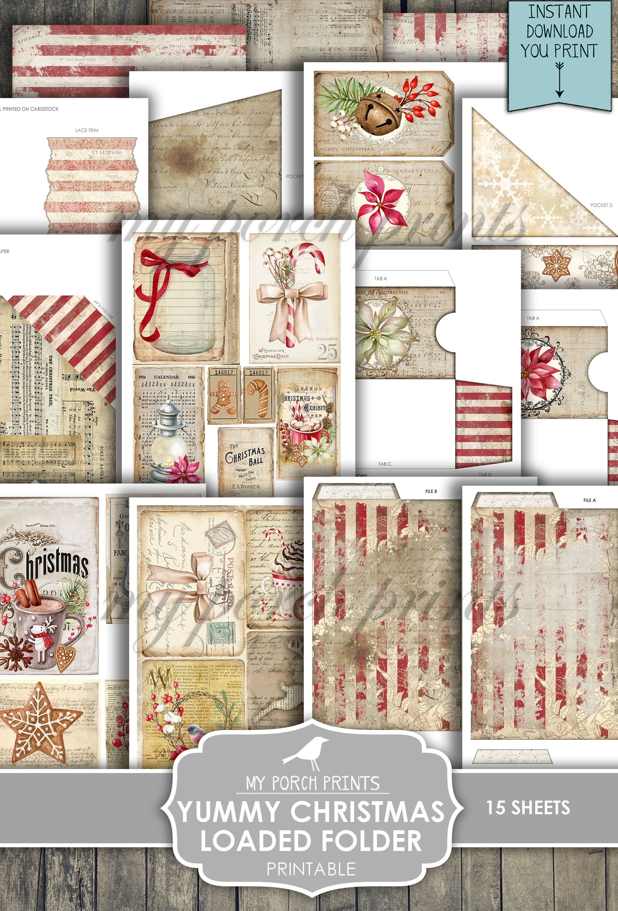 Junk Journal Yummy Christmas Candy Loaded Folder Craft - Etsy
