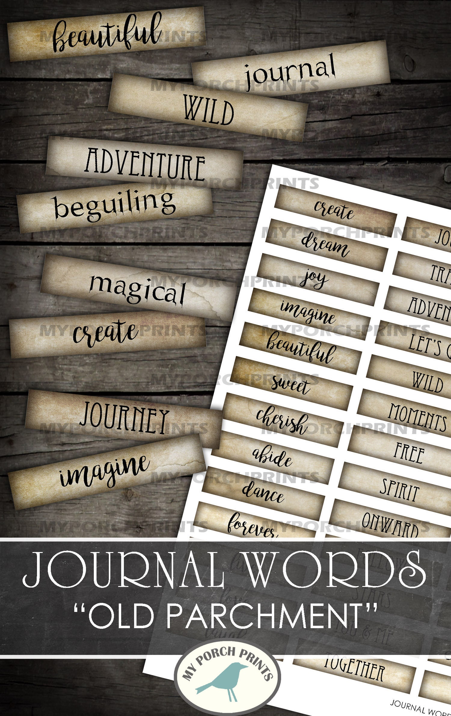 Journal Words, Parchment, Phrases, Paper, Words, Mixed Media, Digital ...