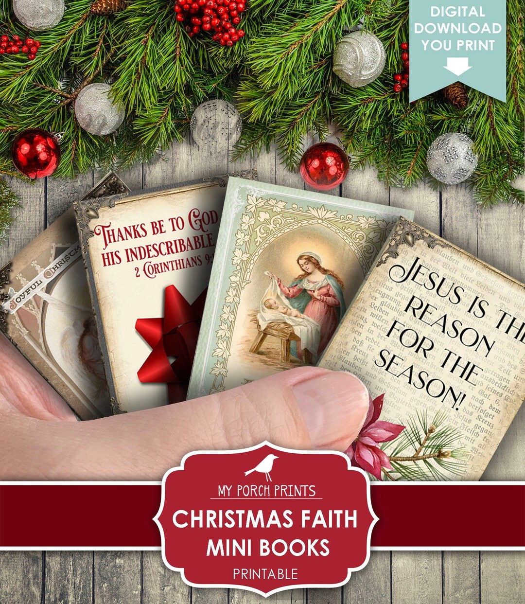 Christmas Faith Mini Books, Junk Journal, Tag, Book, Bible Verse ...