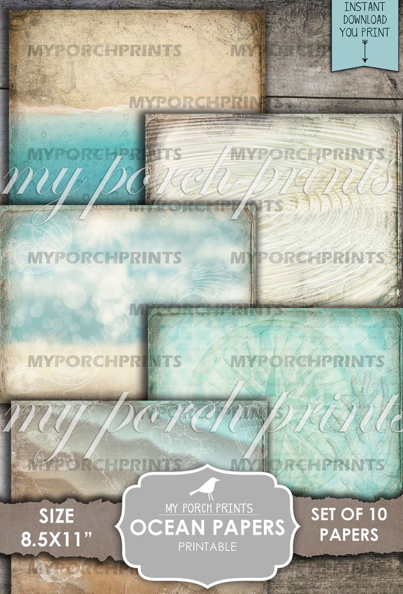 Junk Journal, Ocean Papers, Printable, Mermaid, Sea, Ocean, Paper ...