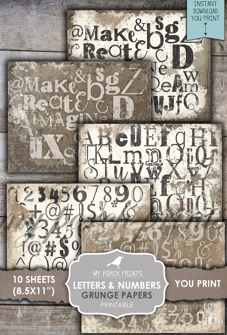 Junk Journal Paper Letters Numbers Industrial Grunge - Etsy