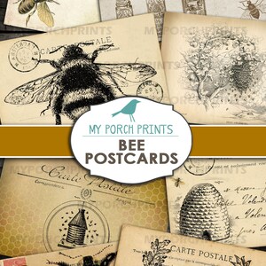 Bee Postcards, Printable Ephemera, Junk Journal Ephemera, Beekeeper ...