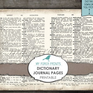 Junk Journal, Dictionary Definition Journal Pages, Printable Paper ...