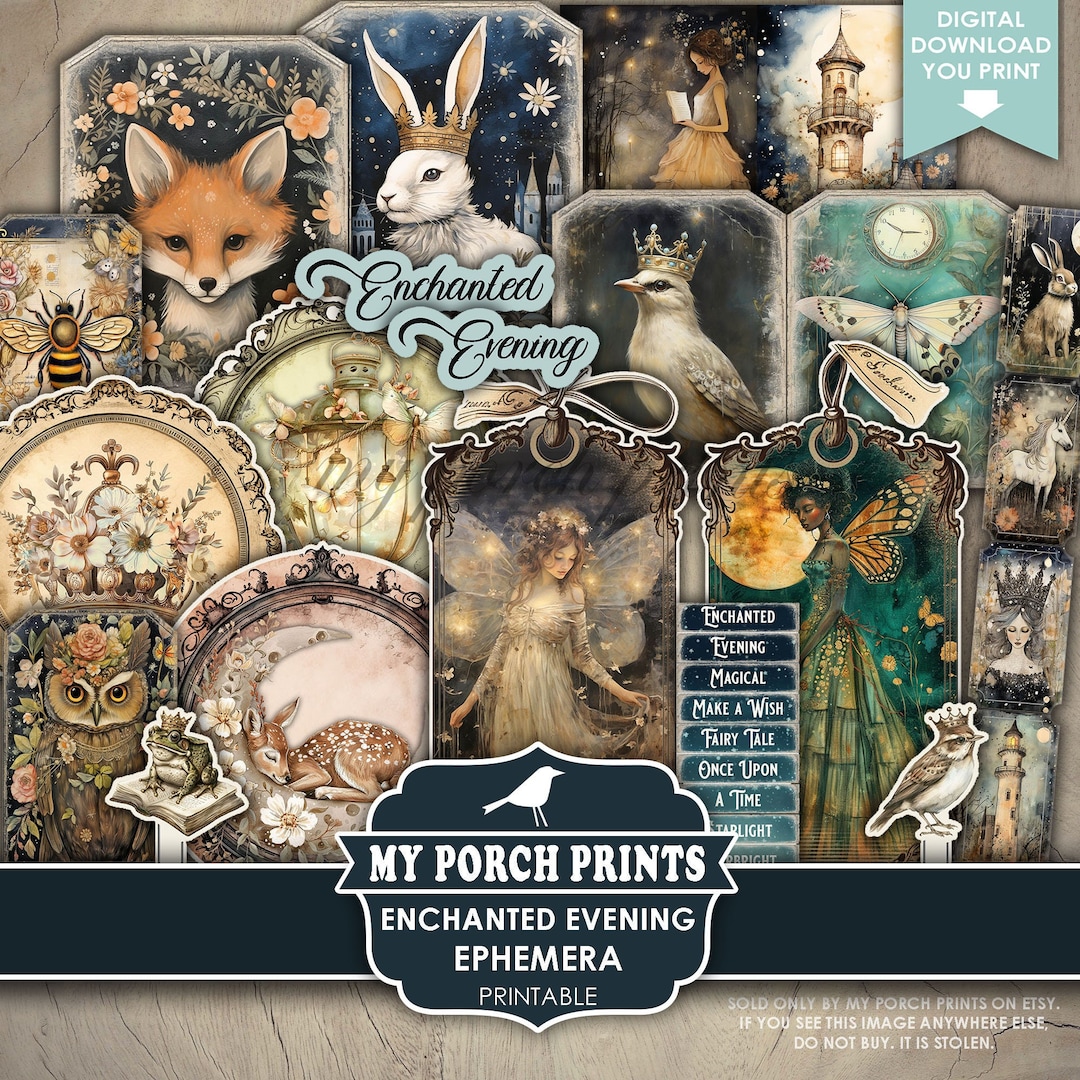 Enchanted Evening EPHEMERA, Junk Journal, Moon, Magic, Fairy Tale ...
