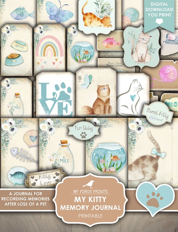 Junk Journal Cat Memory Pet My Kitty Grief Loss - Etsy
