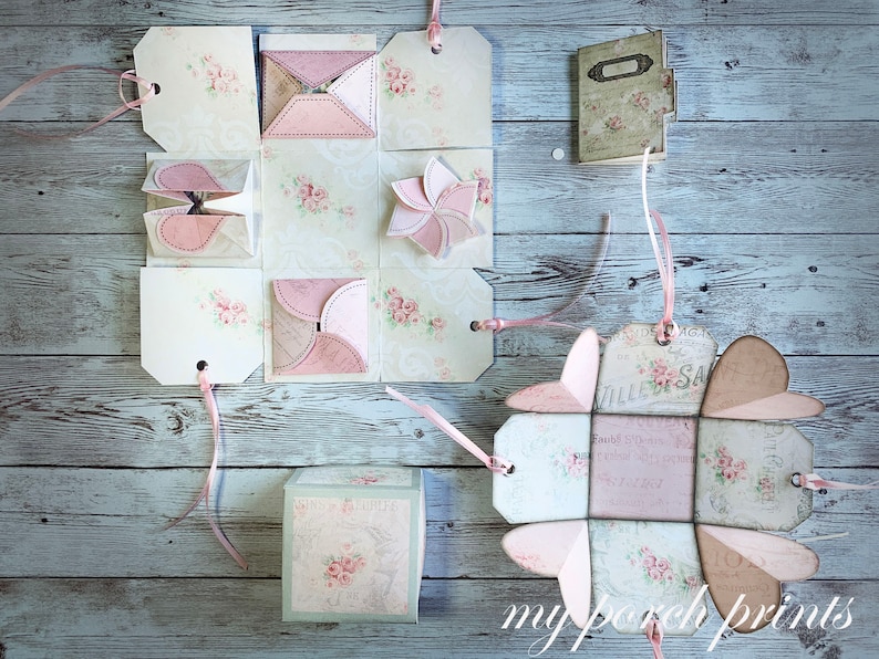 Explosion Box, Gift Idea, Shabby Pink, Exploding, Ephemera, Mother's ...