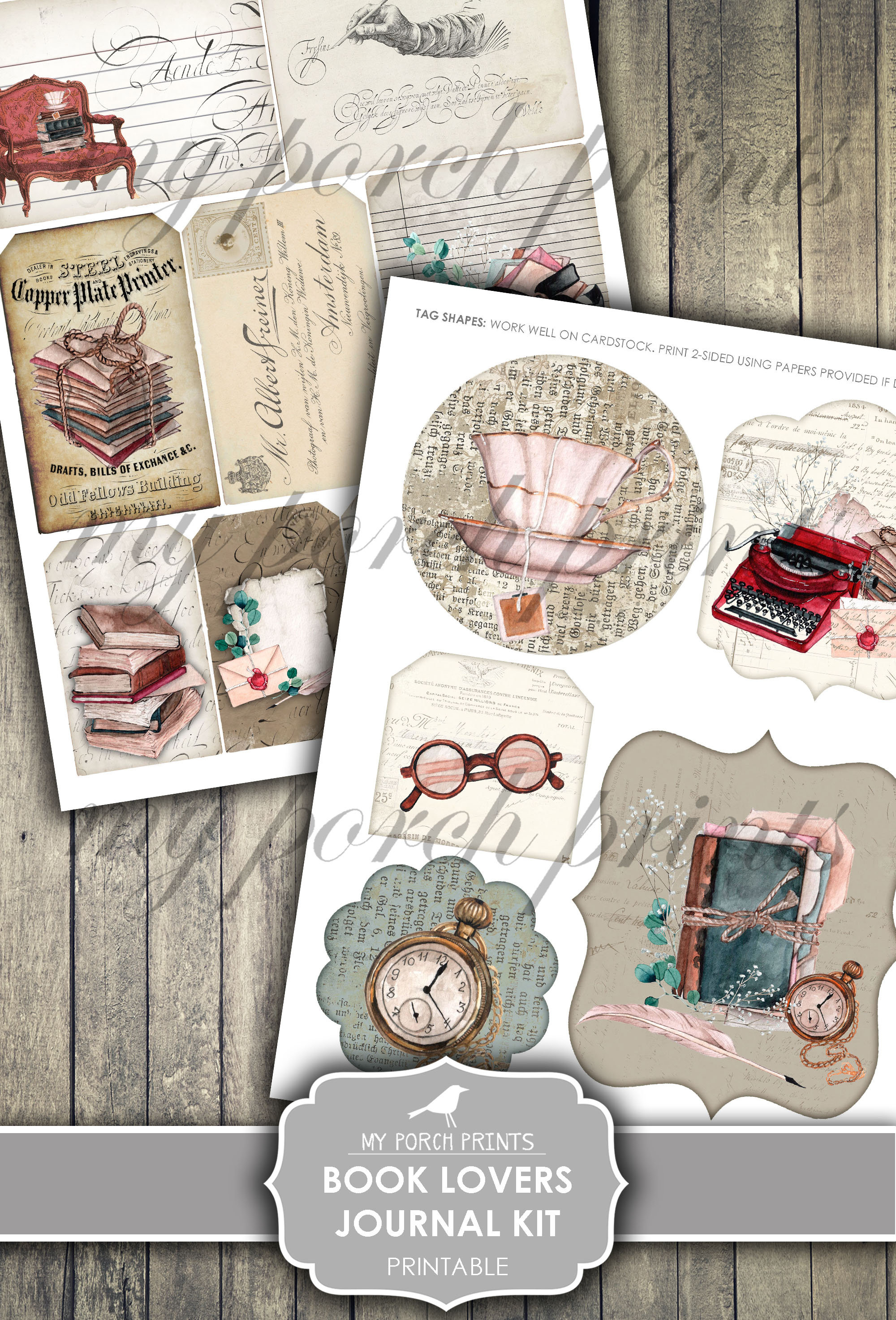 Junk Journal Kit Book Lover Writer Author Tea Quill Ink - Etsy