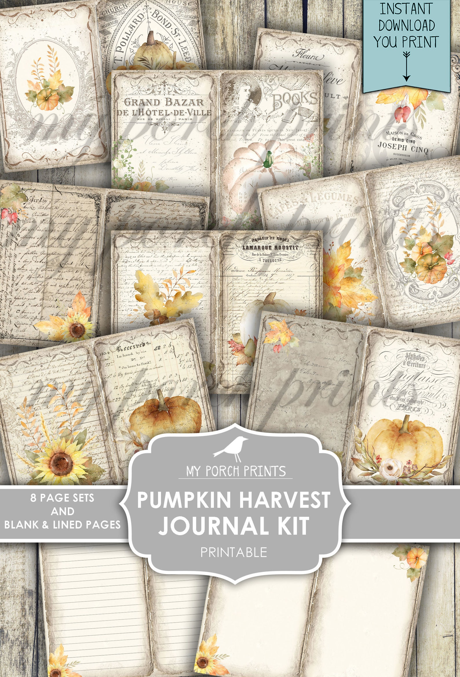 Junk Journal Kit Pumpkin Harvest Fall Autumn Sunflower - Etsy