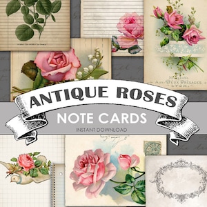 Antique Rose Note Cards, Junk Journal, Ephemera, Notebook Paper ...