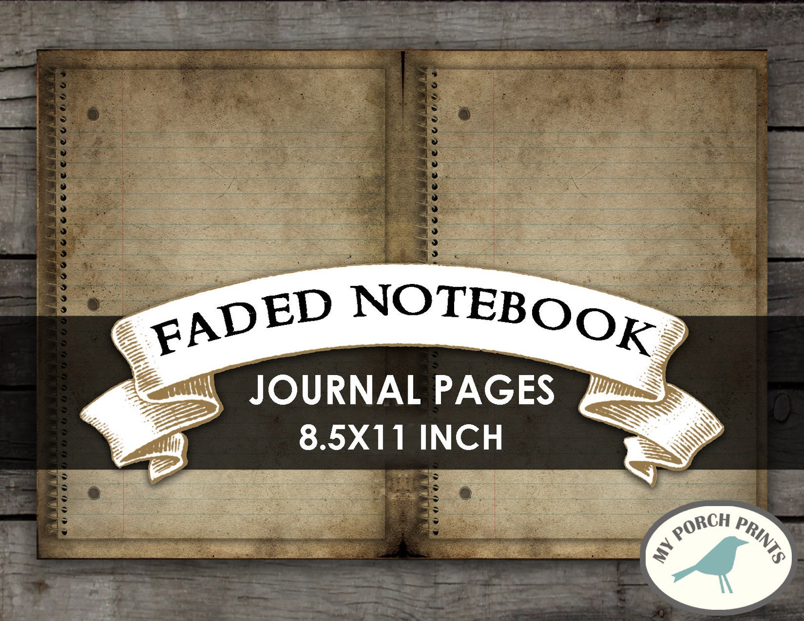 Faded Notebook, Junk Journal, Pages, Paper, 8.5x11 Inch, Book, Grunge ...