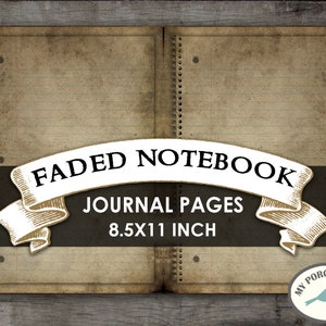 Faded Notebook, Junk Journal, Pages, Paper, 8.5x11 Inch, Book, Grunge ...