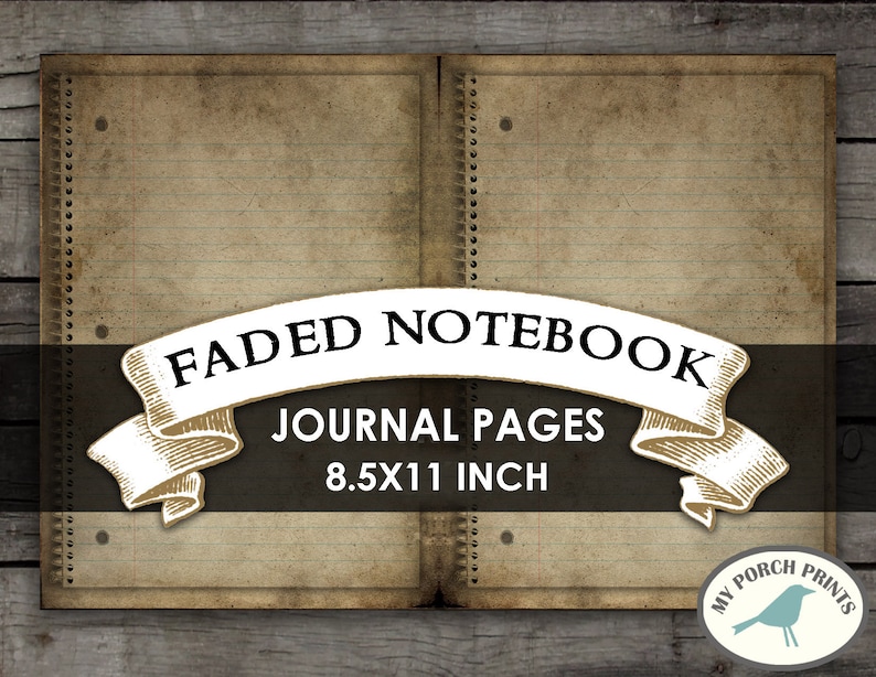 Faded Notebook, Junk Journal, Pages, Paper, 8.5x11 Inch, Book, Grunge ...