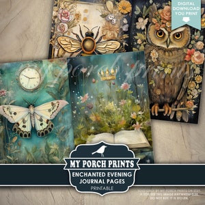 Enchanted Evening JOURNAL PAGES, Junk Journal, Moon, Magic, Fairy Tale ...