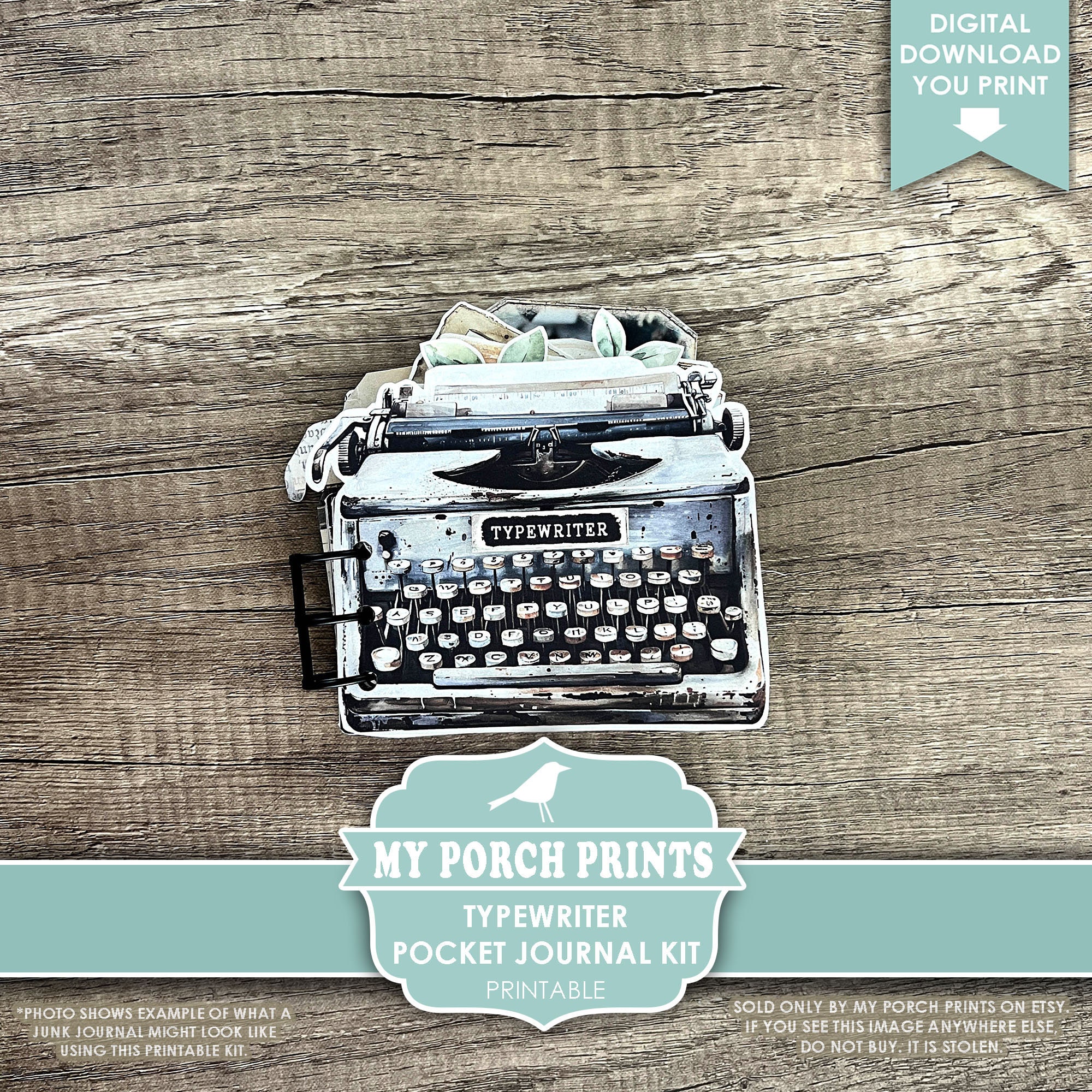 Typewriter Pocket Journal Kit, Writer Author Book Lover Masculine Men ...