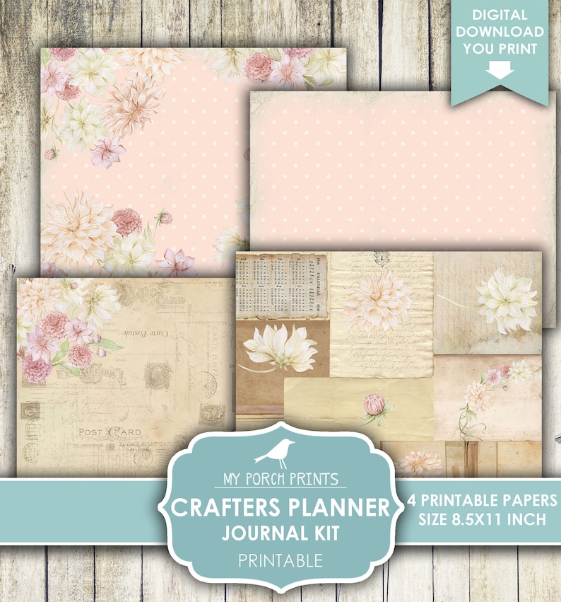 Crafters Planner Junk Journal Kit Calendar Dahlias Boho - Etsy