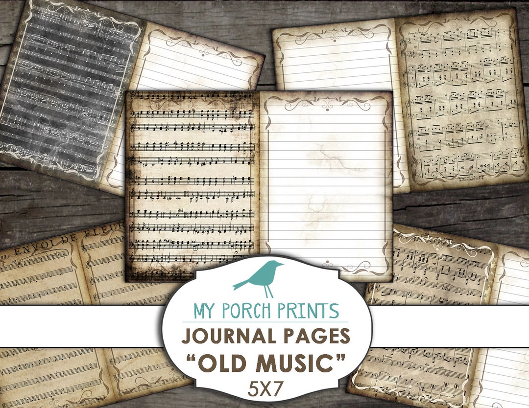 Printable Music Journal Pages, Old Music Vintage 5x7 Junk Journal Kit ...