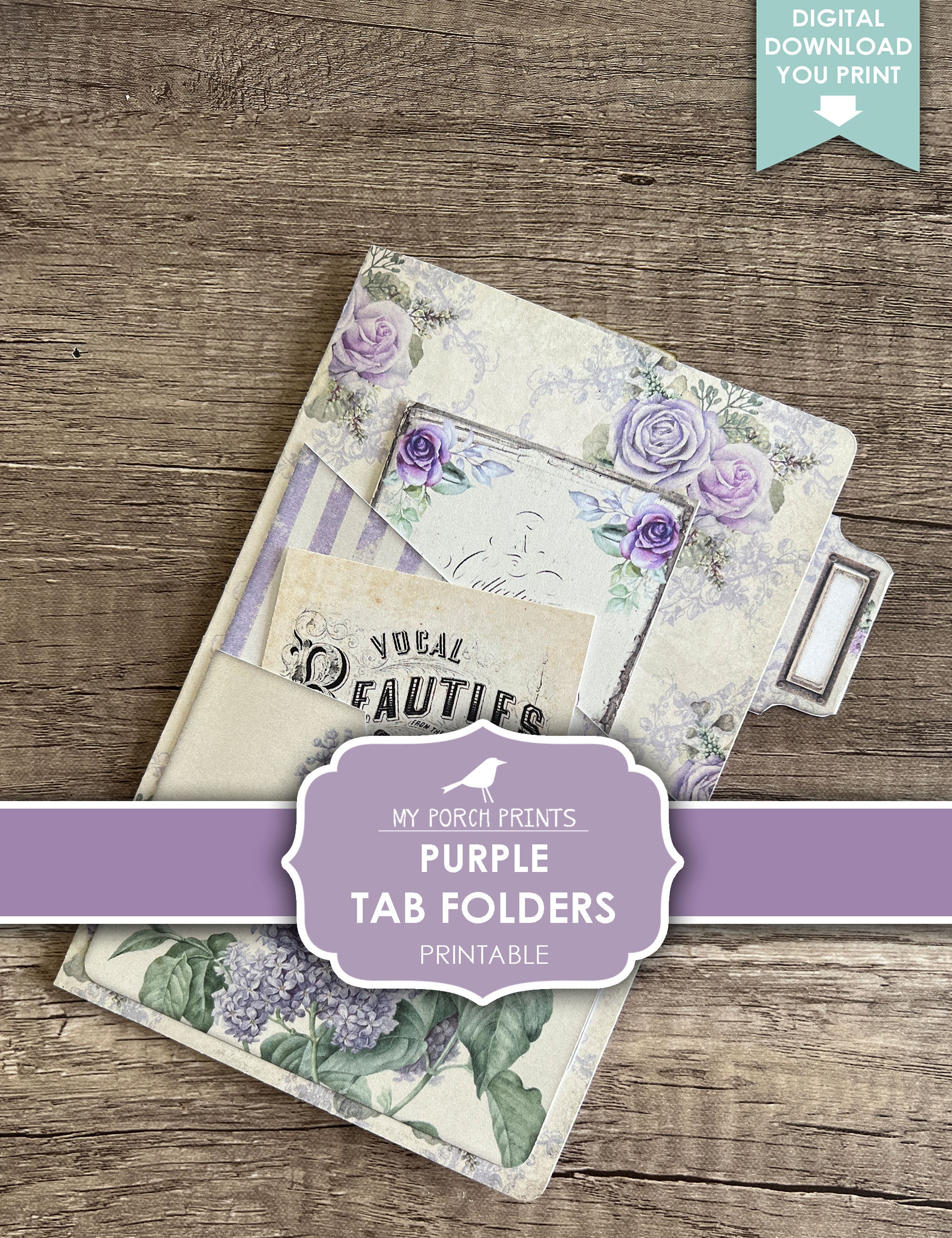 Purple Tab Folders Junk Journal Vintage Folder Pockets - Etsy