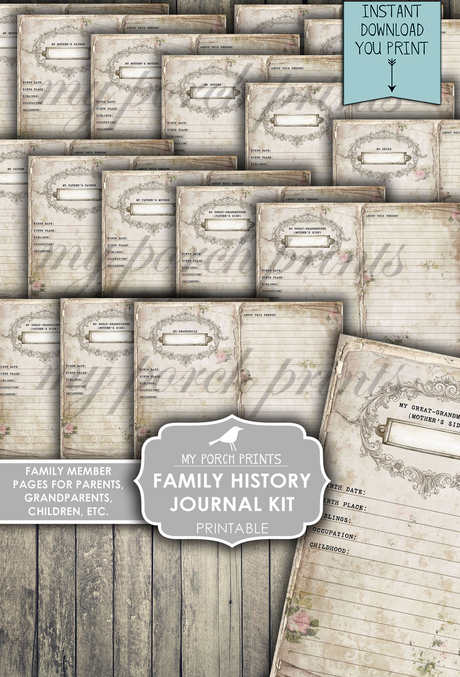 Family History, Junk Journal, Family Tree, Kit, Book, Genealogy, Story ...