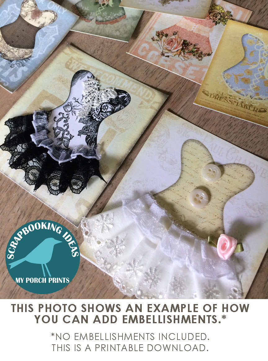 Vintage Corset Cards Junk Journal Ephemera Valentine - Etsy