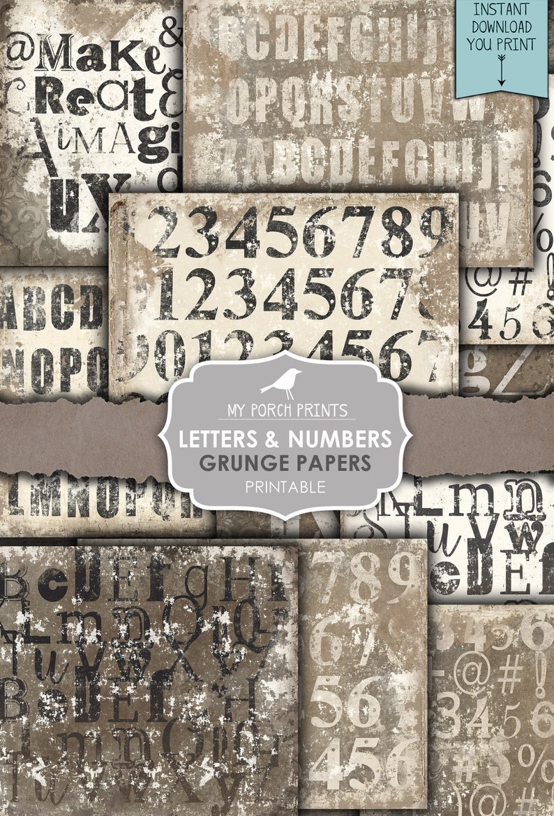 Junk Journal Paper Letters Numbers Industrial Grunge - Etsy