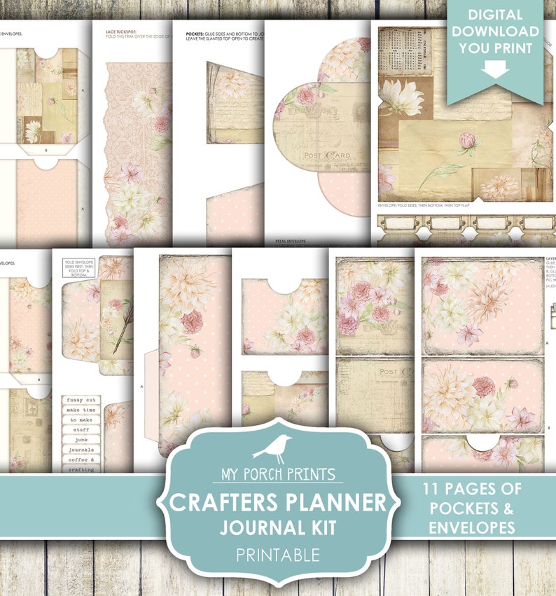 Crafters Planner Junk Journal Kit Calendar Dahlias Boho - Etsy