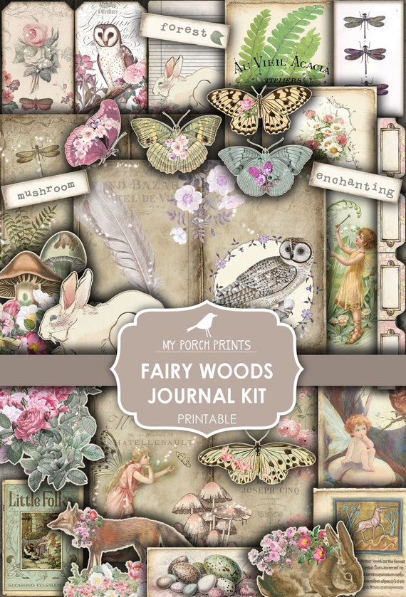 Paper Scrapbook Paper Enchanted Forest Printable Junk Journal Kit Fairy ...