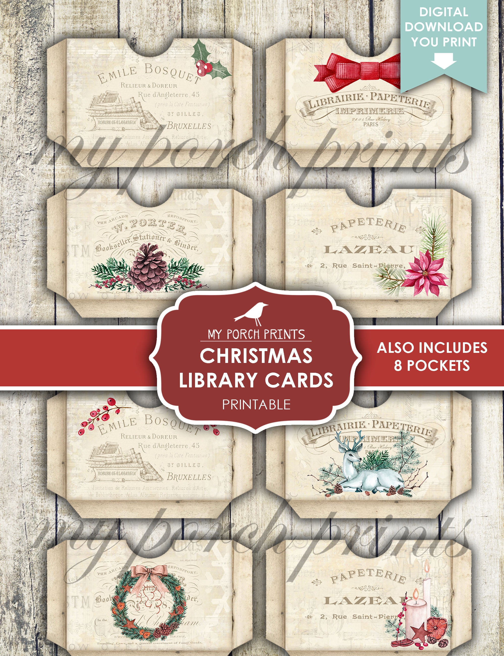 Christmas Library Cards Junk Journal December Daily Winter | Etsy