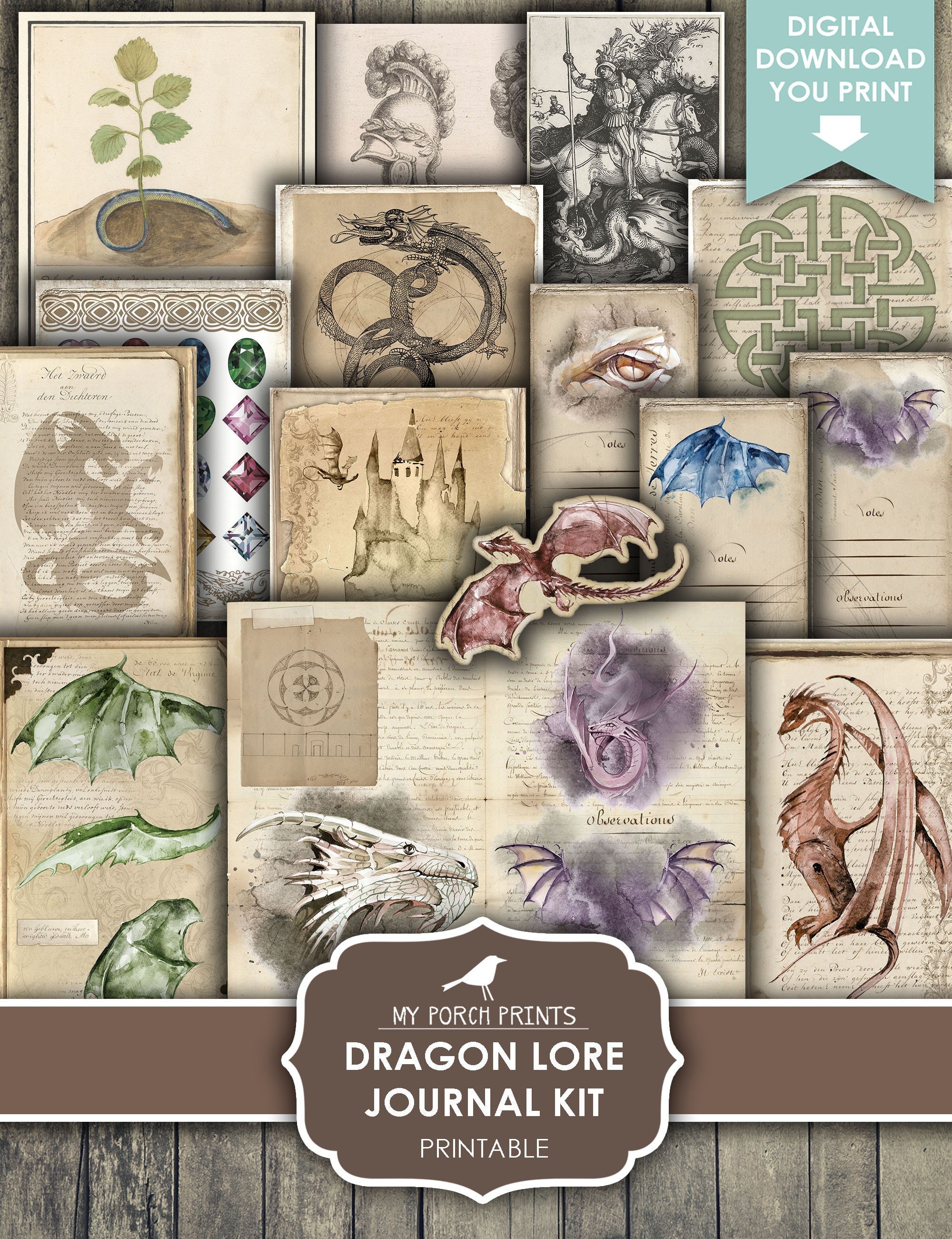 Junk Journal Kit Dragons Dragon Lore Nature Magic Boy - Etsy