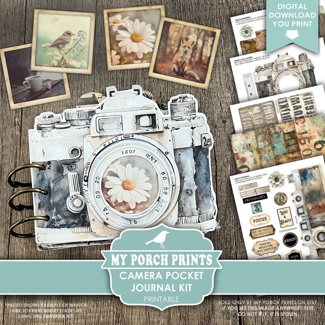 Camera Pocket Journal Kit, Vintage Travel Instant Photo Album No-sew ...