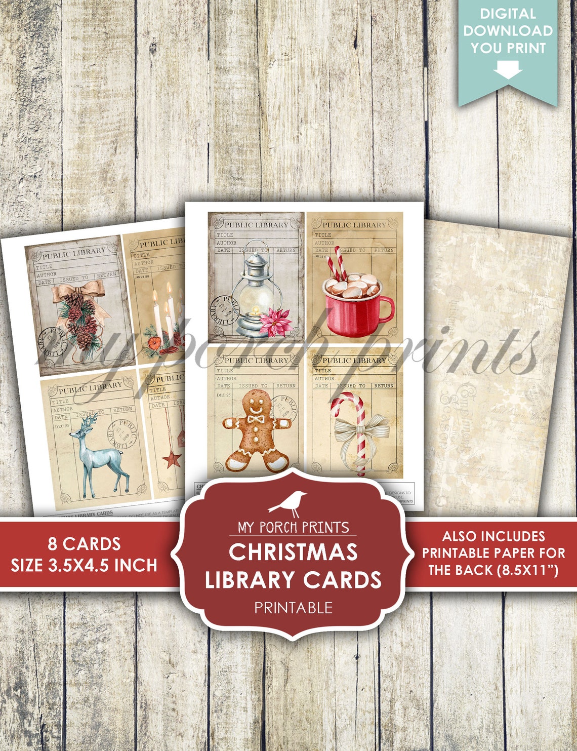 Christmas Library Cards Junk Journal December Daily Winter - Etsy