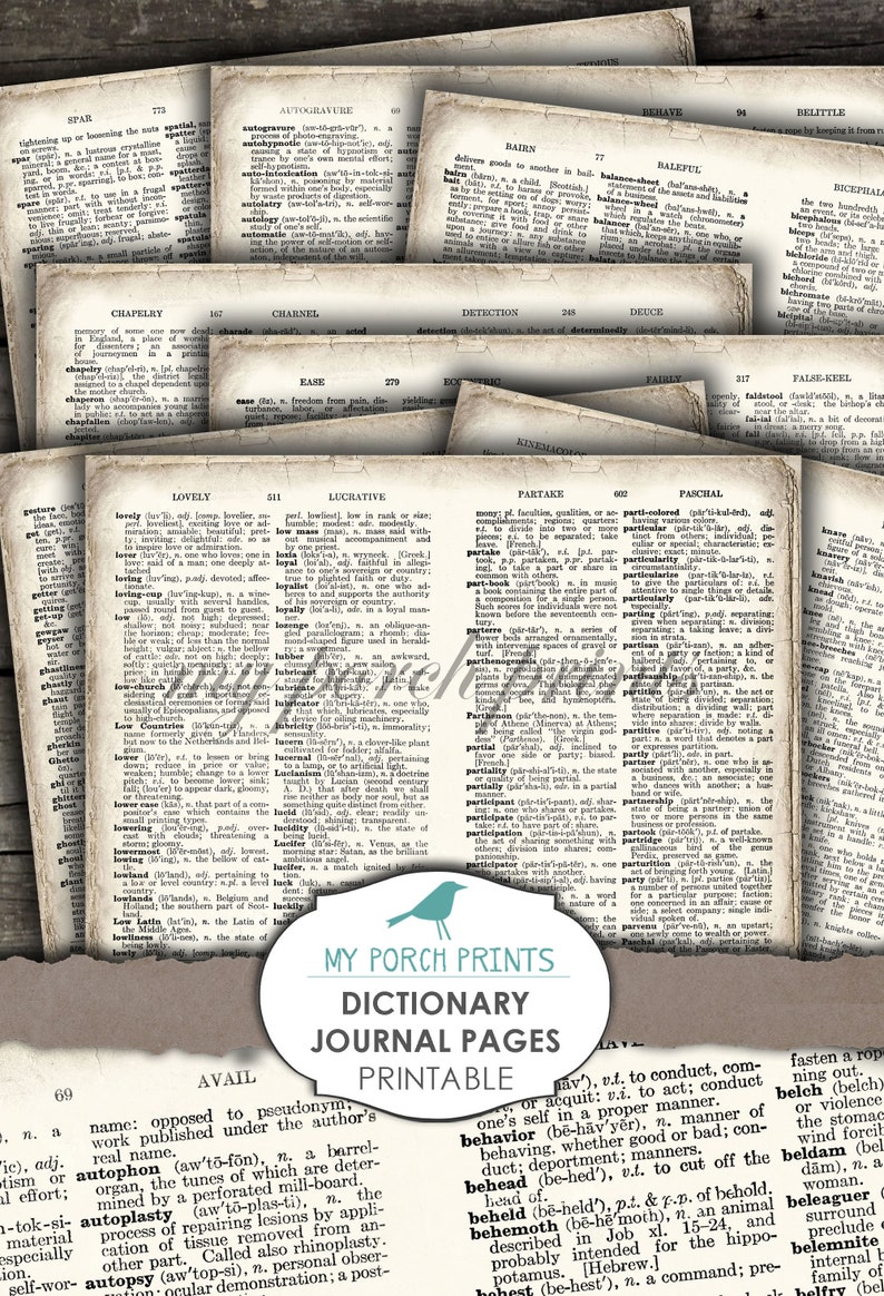 Junk Journal Dictionary Definition Journal Pages Printable - Etsy