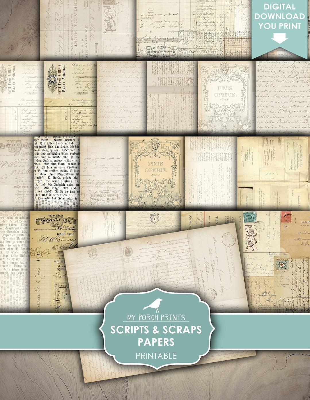 Junk Journal, Papers, Scripts and Scraps, Script, Neutral, Masculine ...