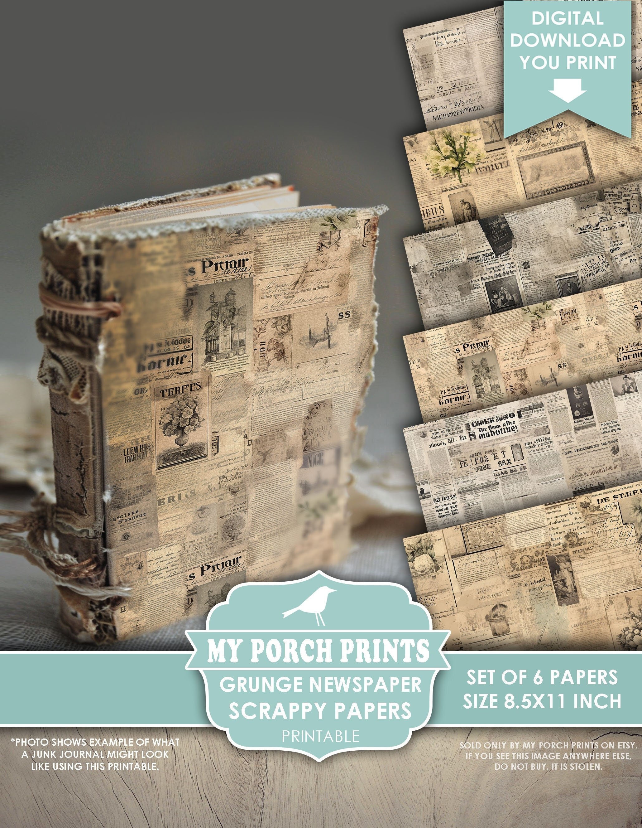 Grunge Newspaper Scrappy Papers, Junk Journal Pages, Vintage, Men ...
