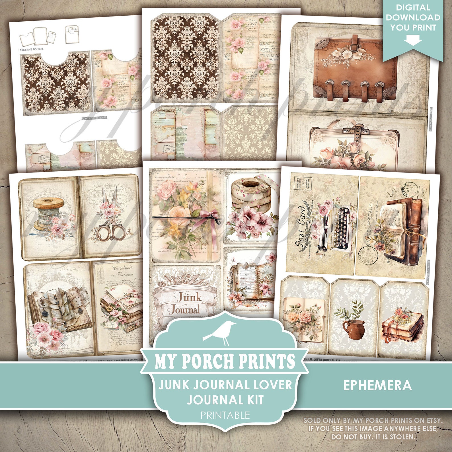 Junk Journal Lover JOURNAL Kit, Vintage, Books, Happy Mail, Journals ...