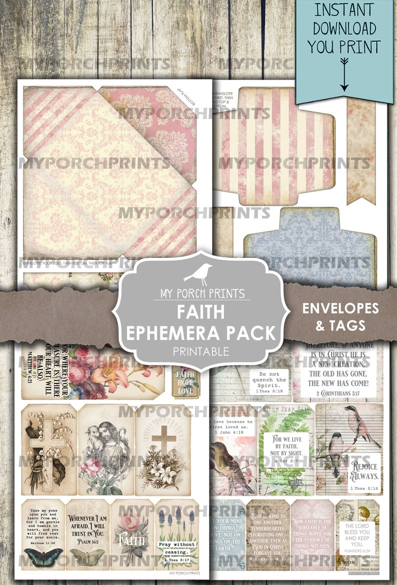 Junk Journal, Faith, Ephemera Pack, Prayer Journal, Kit, Christian ...