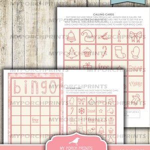 Christmas, BINGO, Cards, Game, Pink, Printable, for Families, Kids ...