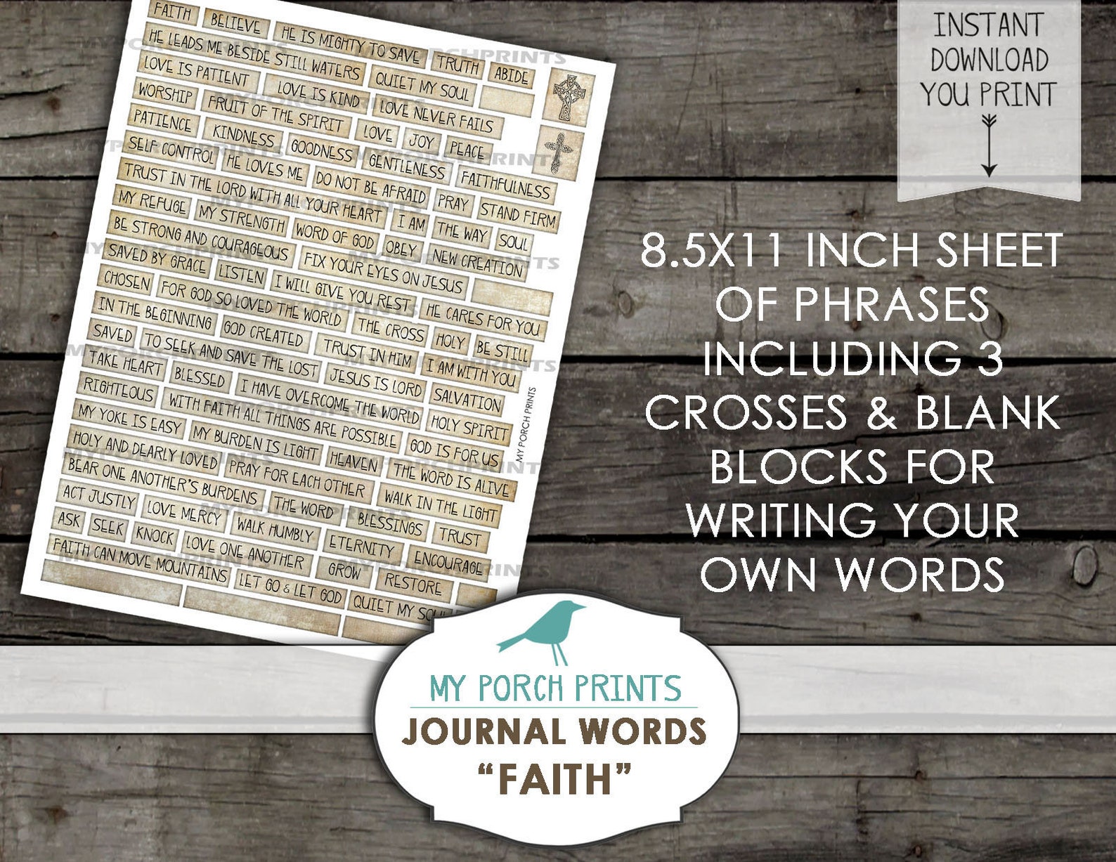 Faith Journal Words, Phrases, Inspirational, Mixed Media, Christian ...