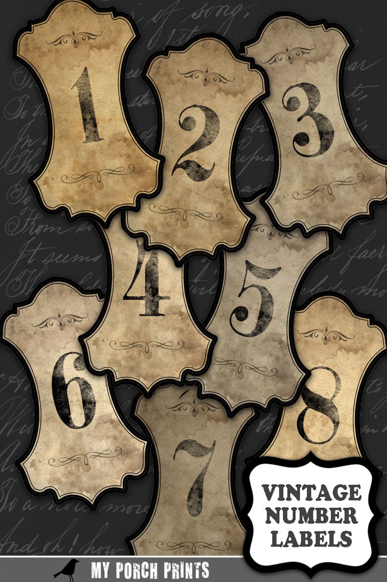 Number Labels Vintage Junk Journal Wedding Table Numbers | Etsy Canada