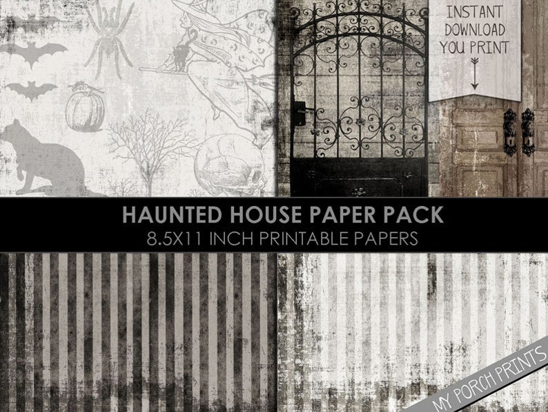 Halloween Paper Haunted House Pack Black & White Junk - Etsy