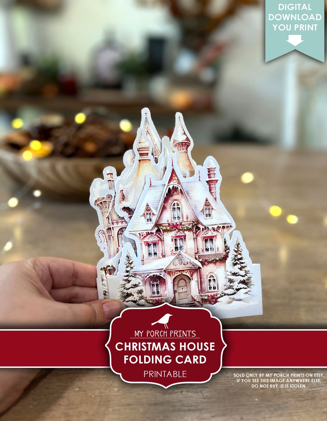 Christmas House Folding Card, Junk Journal, Insert, Kit, 3D, Craft ...