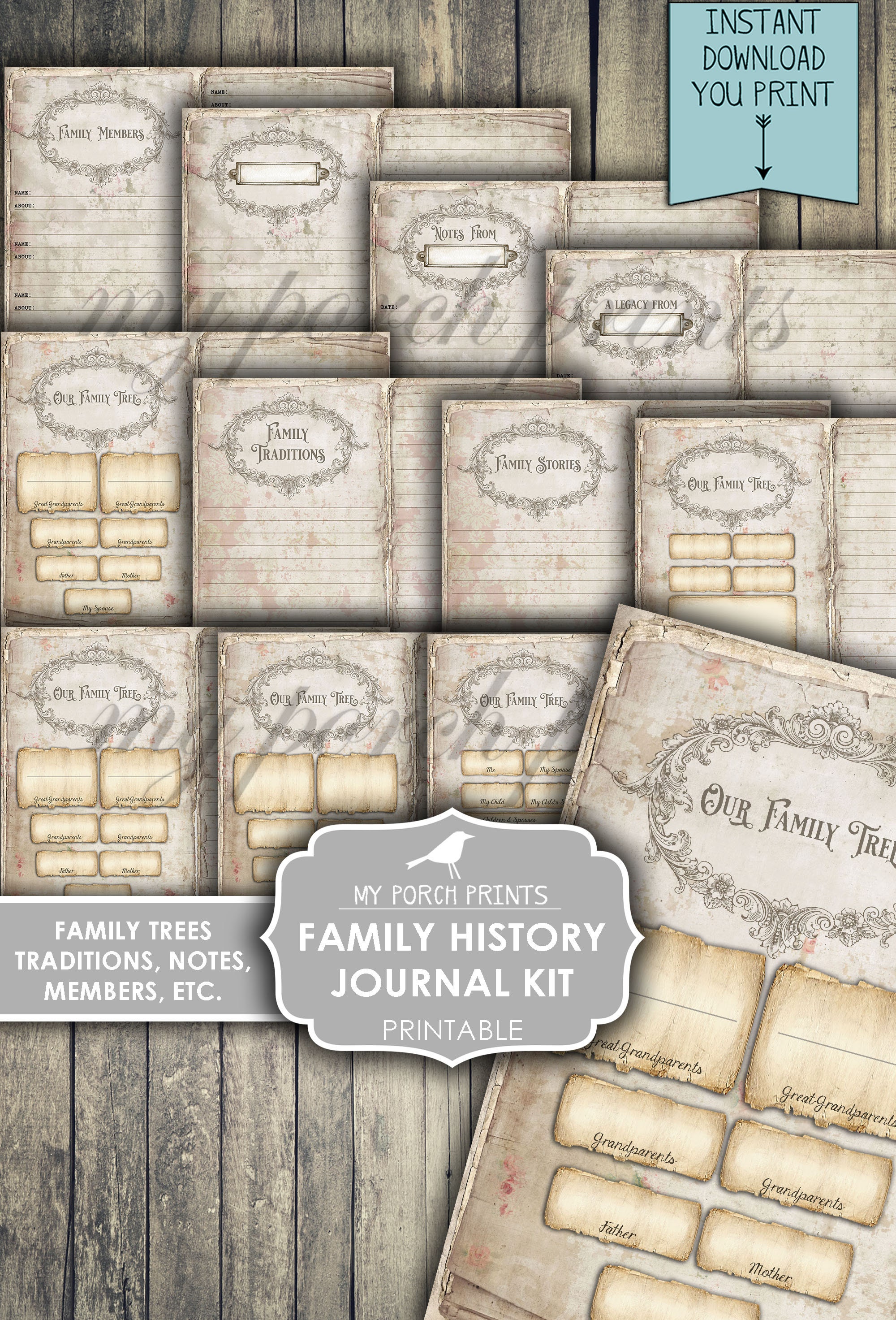 Family History, Junk Journal, Family Tree, Kit, Book, Genealogy, Story ...