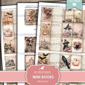 Pink Halloween Mini Books, Junk Journal, Witch, Magic, Miniature ...