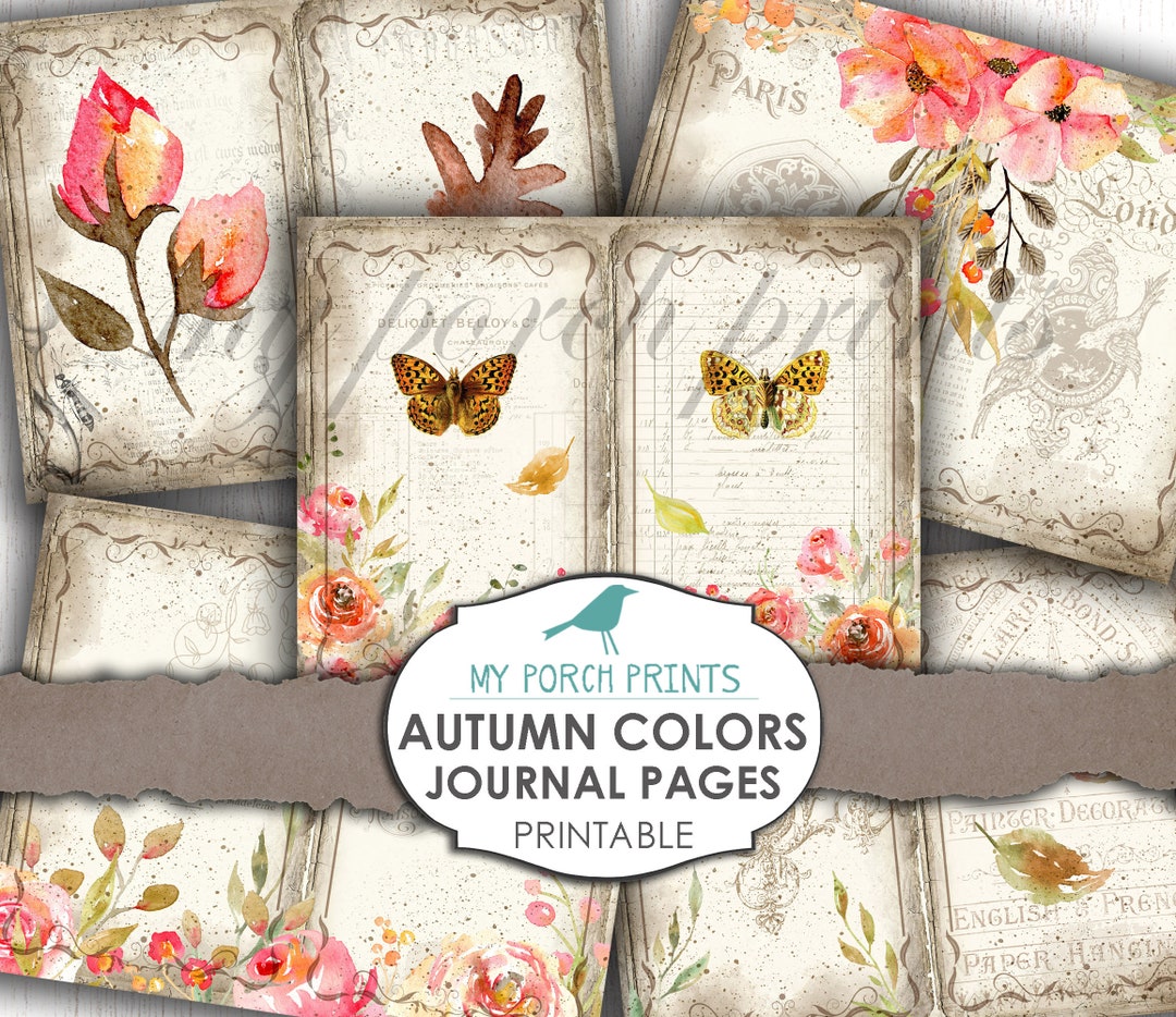 Autumn Colors, Fall, Journal Pages, Junk Journal Kit, Papers, Ephemera ...