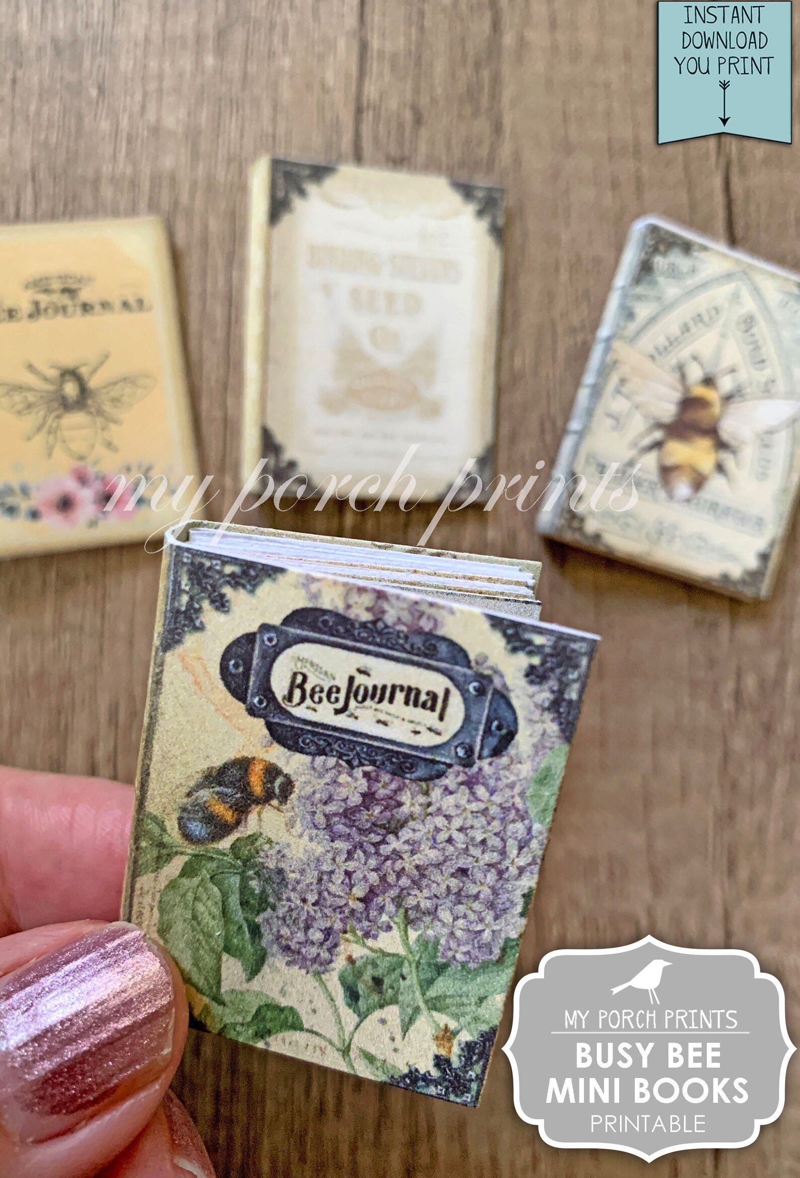 Mini Book, Busy Bee, Junk Journal, Kit, Honey Jar Favor, Bee, Printable ...
